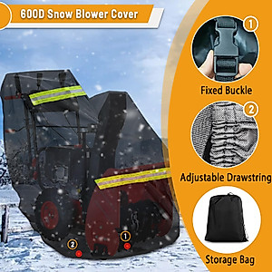 Chikia 600D 2-3 Snow Blower Cover, 24-32 inch Snowblower Cover Waterprrof Compatible with C ubCadet,Troy-Bilt,Ariens,Husqvarna EGO Ryobi Toro Windproof Outdoor Storage with Two Vents