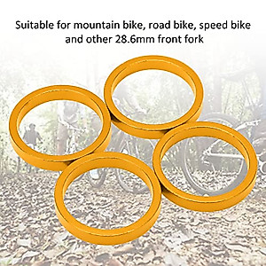 Kadimendium Bike Front Fork Gasket, Bicycle Headset Washer Aluminum Alloy Light Weight for Road Bike 28.6mm Tube(Gold)