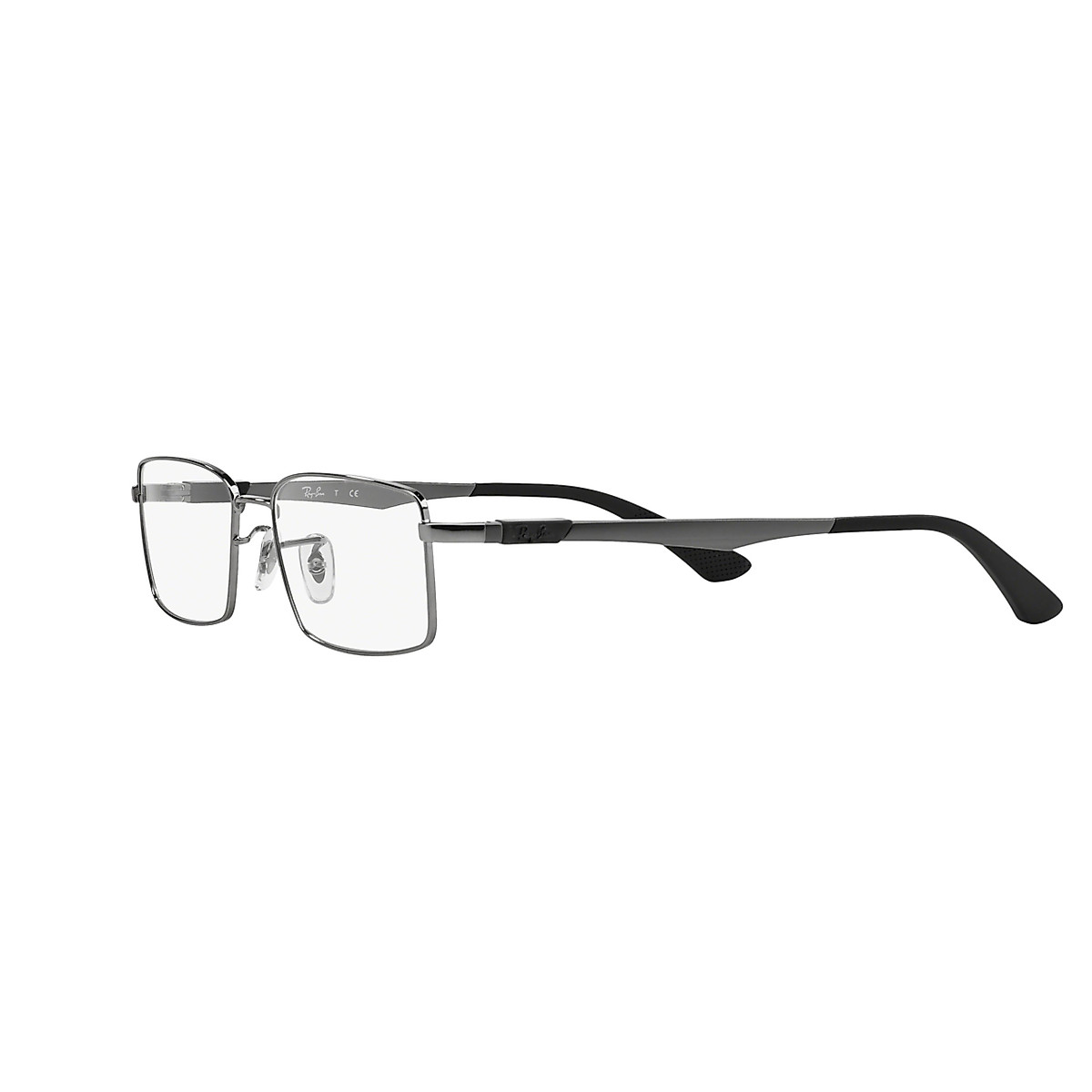 Ray-Ban RX6275 Rectangular Prescription Eyeglass Frames, Gunmetal/Demo Lens, 52 mm