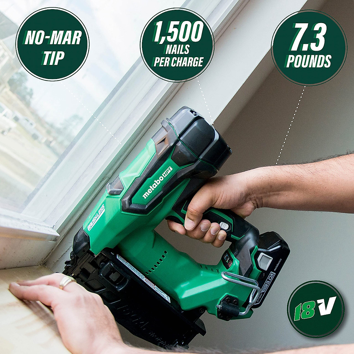Metabo HPT 18V MultiVolt™ Cordless Finish Nailer Kit | Includes 1 Battery | 16 Gauge | Lifetime Tool Warranty | NT1865DMS