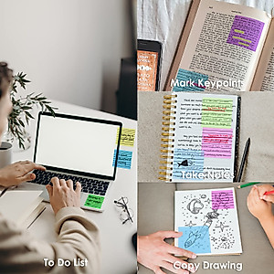 MIUTME Lined Sticky Notes Transparent, 7 Colors Bright Self Sticky Notes Clear Pad, Waterproof Translucent Memo with Line (3X3 inch, 500Pcs)