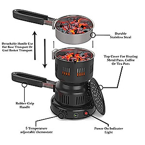 Coal Burner, Accessories Set, Electric Charcoal Burner For Coals, Portable Coal Stove, Quick Heating, Multiuse, 72 Coconut Coals and 100 Foil Sheets Included (Burner with Coconut Coals and Foil)