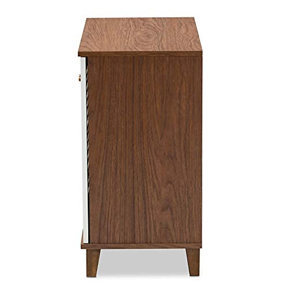 Baxton Studio Coolidge Modern and Contemporary White and Walnut Finished 4-Shelf Wood Shoe Storage Cabinet