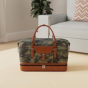 Travel Weekender Overnight Bags for Women - Large Weekender Bag with Waterproof Shoes Compartment Toiletry Bag Carry On Duffel Bag for Women Men 3Pcs Set