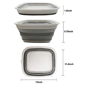 SAMMART 7.7L (2 Gallon) Collapsible Tub - Foldable Dish Tub - Portable Washing Basin - Space Saving Plastic Washtub (Grey, S)