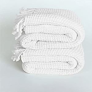 Püskül - Turkish Beach Towels Oversized Waffle - Softest 100% Turkish Cotton - 33x67 inch - White - Pack of 3 (3)