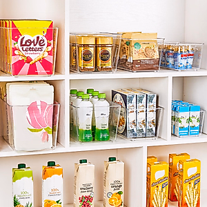 YIHONG Clear Plastic Storage Bins, 4 Pack Pantry Organizer Bins with Handle for Kitchen, Freezer,Cabinet,Closet Organization and Storage