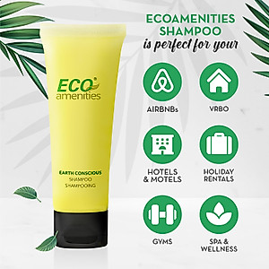 ECO amenities Travel Size Shampoo Bulk - 200 PACK, 30mL, 1 oz Hotel Shampoo Supplies for Guests - Green Tea Scent Eco Shampoo, Mini Shampoo with Flip Cap and Biodegradable Clear Container