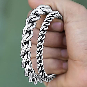 VY JEWELRY Heavy Power Big 12MM - 925 Solid Sterling Silver Cuff Bangle Bracelets – Made in Thailand