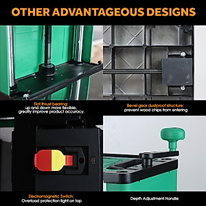 （Updated Model）Kayrain 13IN Power Benchtop Planer with HSS Double-sided Use Blades Electric Thickness Planer 15A 2000W Powerful Motor Wood Planers for Woodworking