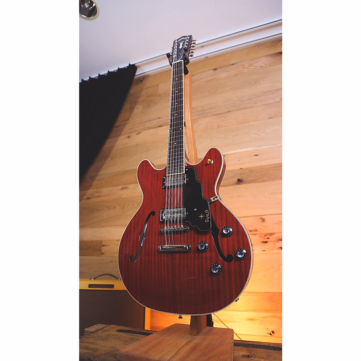 Guild Guitars Starfire I-12 Double Cutaway 12-String Semi-Hollow Body Electric Guitar, Cherry Red - Modern Thin “U“ Neck Profile for Fast, Smooth Playing, HB-2 Humbuckers with Push/Pull Coil Split