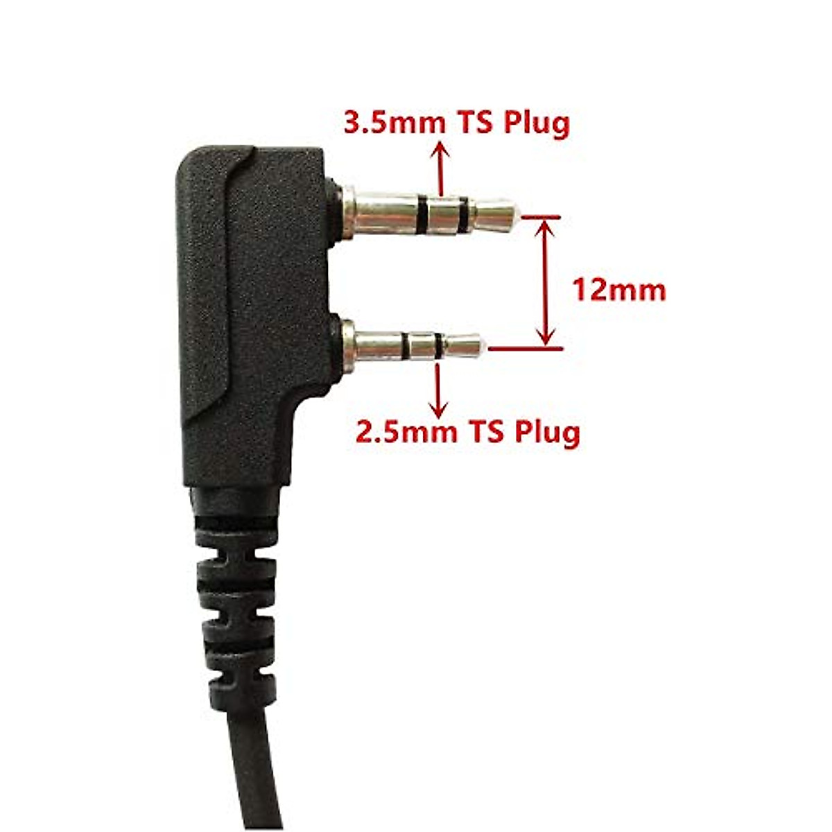 KS K-STORM Covert Acoustic Tube Walkie Talkie Earpiece Headset with Mic Compatible with 2 Pin Kenwood Two Way Radio, PU Material, Black