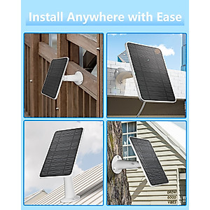 Solar Panel for Security Camera, 5V 4W Solar Panels Charger Compatible with Eufycam 2C/2C Pro/2/2 Pro/E20/E40/E, Micro USB & Type-C Port, IP65 Waterproof, 9.8ft Charging Cable & Wall Mount, 2 Pack