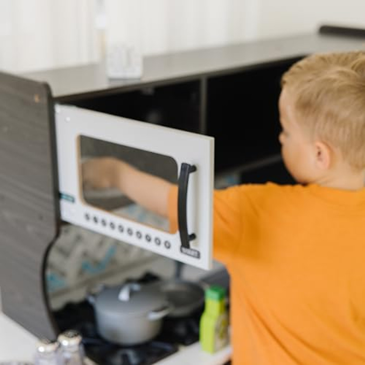 Melissa & Doug Wooden Chef’s Pretend Play Toy Kitchen With “Ice” Cube Dispenser – Charcoal Gray - Kitchen Play Set For Toddlers And Kids Ages 3+