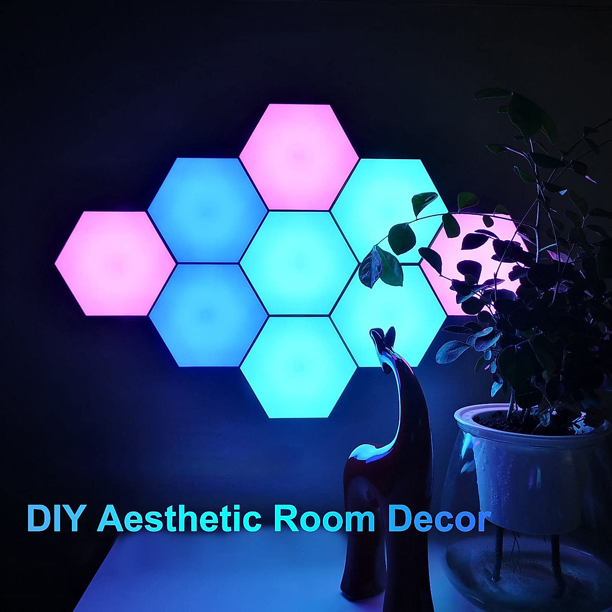 Amailand Hexagon Lights - RGB Wall Lights, Remote Controlled, Touch Sensitive Panels for Gaming Setup & Living/TV Room - 14 Geometric LED Panels