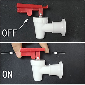 ITROLLE Water Cooler Faucet 2PCS White Plastic Water Cooler Spigots Reusable Spigot Spout Leak Proof Water Beverage Lever Pour Valve Water Crock Water Tap Blue and Red (Red Safety Lock)
