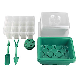 UNCLE.XIA 5 Pack Seed Trays Seedling Starter Tray Humidity Adjustable Plant Starting Kit with Dome and Base Greenhouse Grow Set Mini Propagator for Seeds Growing (60 Cells)