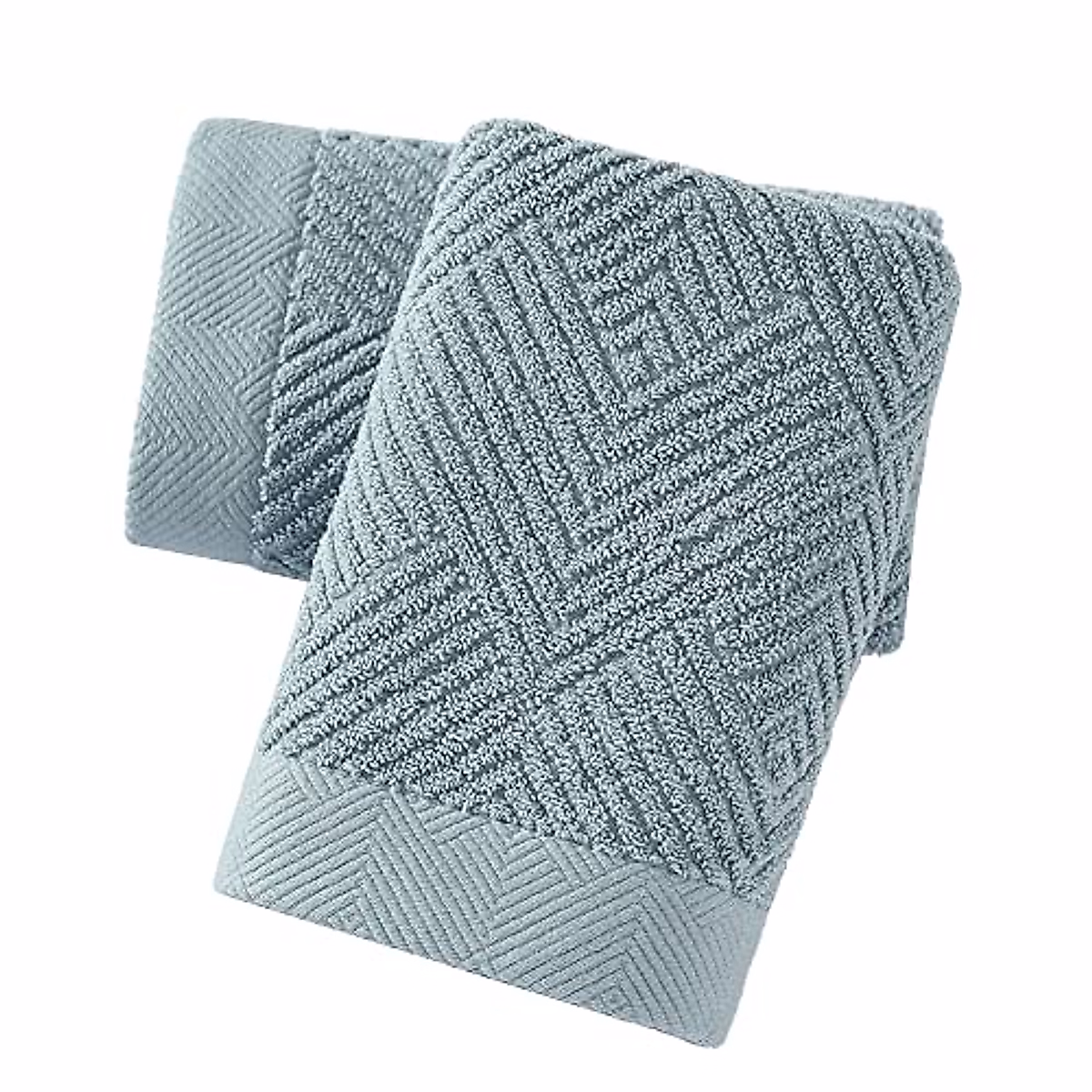 sense gnosis Sage Green Hand Towel Set of 2 Striped Weave 100% Cotton Super Soft Highly Absorbent Summer Hand Towels for Bathroom 13x 29 Inch