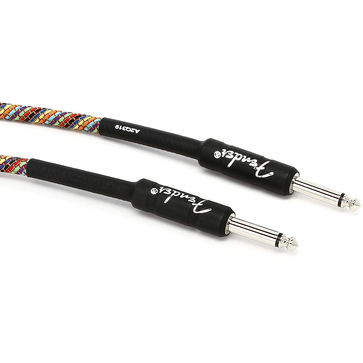 Fender Festival Hemp Instrument Cable, Guitar Cable, Stocking Stuffers, Guitar Accessories, Straight/Straight, Rainbow, 18.6ft