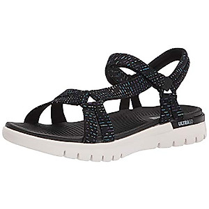 Skechers Women's ON-The-GO Flex Multi-Colored Strap Sandal Sport, Black, 8