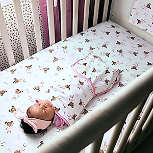Little Muffincakes Baby Swaddle 100% Cotton, Ballerina Theme (Zhara) for Newborn - 3 Months