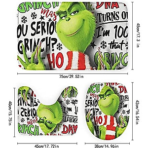 NKICAW Christmas Shower Curtain Sets, 4Pcs Bathroom Sets with Shower Curtain, Toilet Lid Rug, Contour Mat and Bath Mat, Shower Curtain with 12 Hooks for Bathroom Set Decor (72 x 72 Inch)