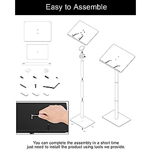 KSacry Acrylic Podium Stand, 42.3" H Black Angle Adjustable Acrylic Podiums for Church,Modern Lecterns & Pulpits for Classroom, Concert, Church, Speech, Easy Assembly, Metal Base, Black