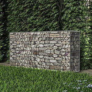 GOLINPEILO Fence Panel Outdoor Privacy Fence Screen Gabion Basket for Retaining Wall Block Gabion Cages Outdoor Decorative Fences Fencing for Yard, Silver Galvanized Steel 78.7"x19.7"x39.4" -AA