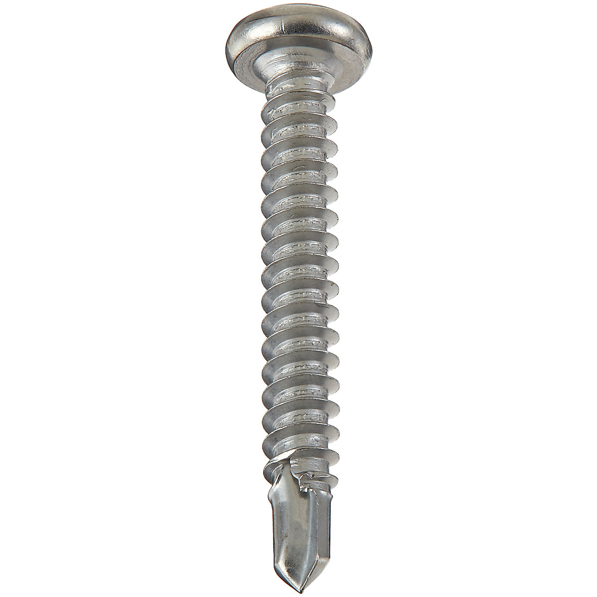 Small Parts 0820KQP410 410 Stainless Steel Self-Drilling Screw, Plain Finish, Pan Head, Square Drive, #2 Drill Point, #8-18 Thread Size, 1-1/4" Length (Pack of 25)