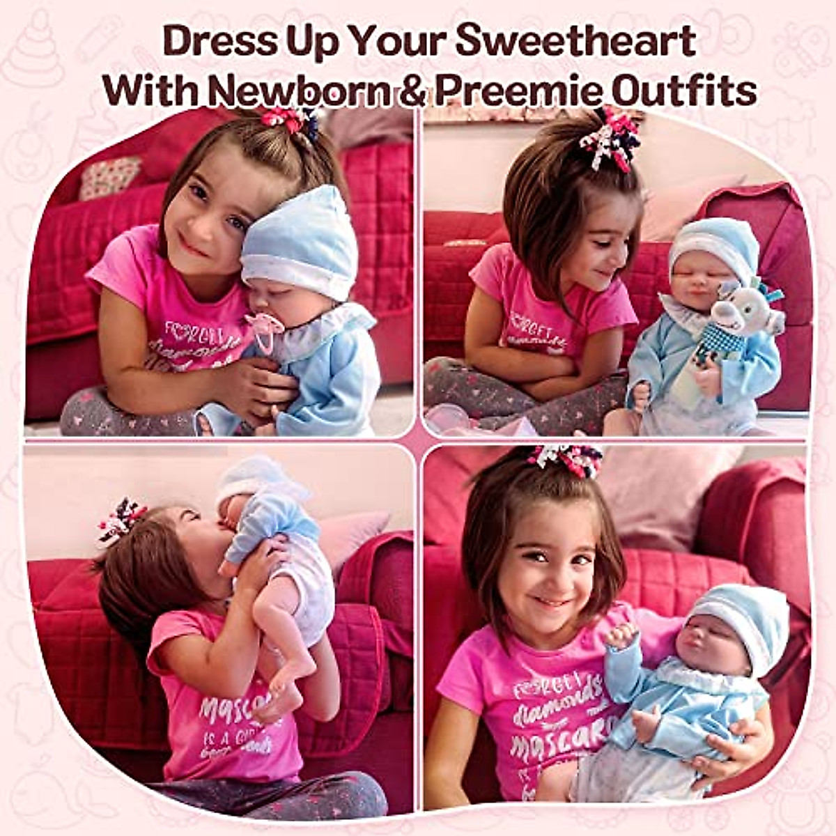 BABESIDE Lifelike Reborn Baby Dolls - Skylar, 17-Inch Real Baby Feeling Realistic-Newborn Sweet Smile Sleeping Dolls Girl Handmade Baby Doll That Looks Real for Kids Age 3 +