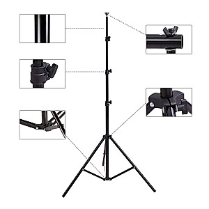 HYJ-INC Photo Background Support System with 8.5 x 10ft Backdrop Stand Kit, 6 x 9.5ft 100% Pure Muslin Chromakey Green Screen Backdrop,Clamp, Carry Bag for Photography Video Studio