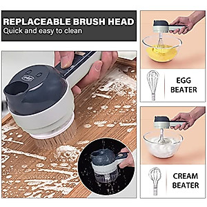 Arigold 3SPEEDS 4 in 1 Vegetable Chopper: Cordless Mini Chopper, cabbage Dicer, meat grinder, Vegetable cutter. Comes with Egg and Cream Beater - Vegetable Slicer Dicer, home & kitchen. (Grey)