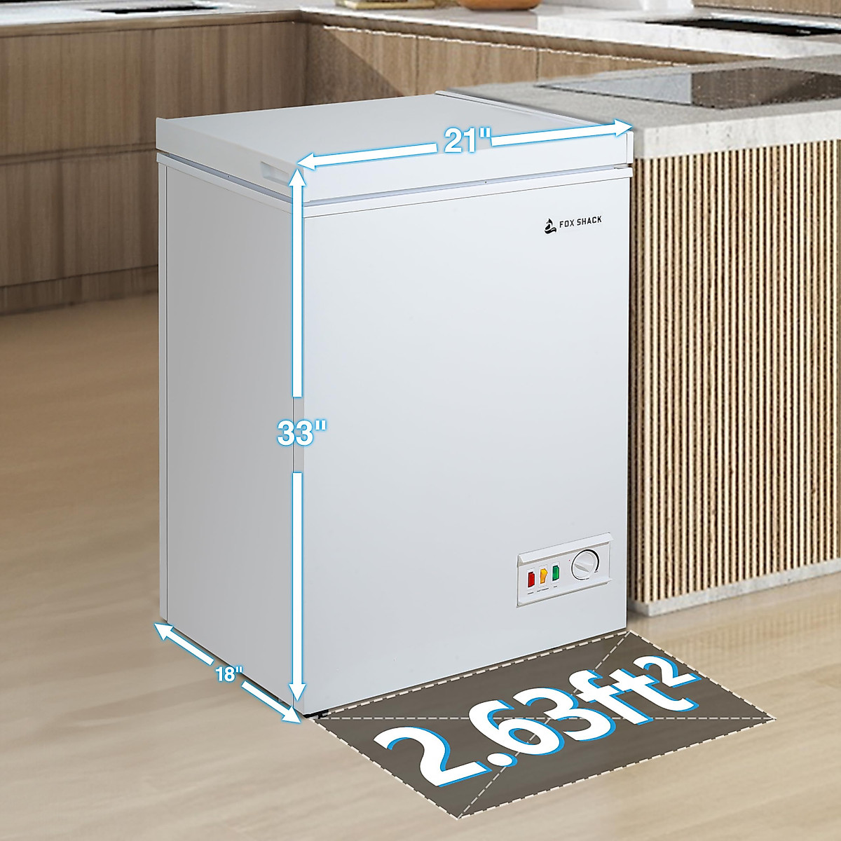 Fox Shack Chest Freezer 3.5 Cu. Ft Mini Deep Freezer, Compact and Efficient, Adjustable Temperature, Fast Cooling, and 2 Baskets Included - Perfect for Home, Supermarket, Storage Room, Garages