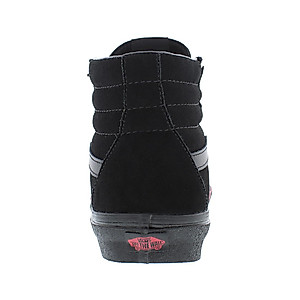 Vans Sk8-Hi Unisex Casual High-Top Skate Shoes, Black Suede/Red Flames, Men 9.5/Women 11