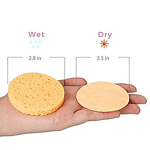 50-Count Compressed Facial Sponges, GAINWELL Cellulose Facial Sponges, 100% Natural Cosmetic Spa Sponges for Facial Cleansing, Exfoliating Mask, Makeup Removal
