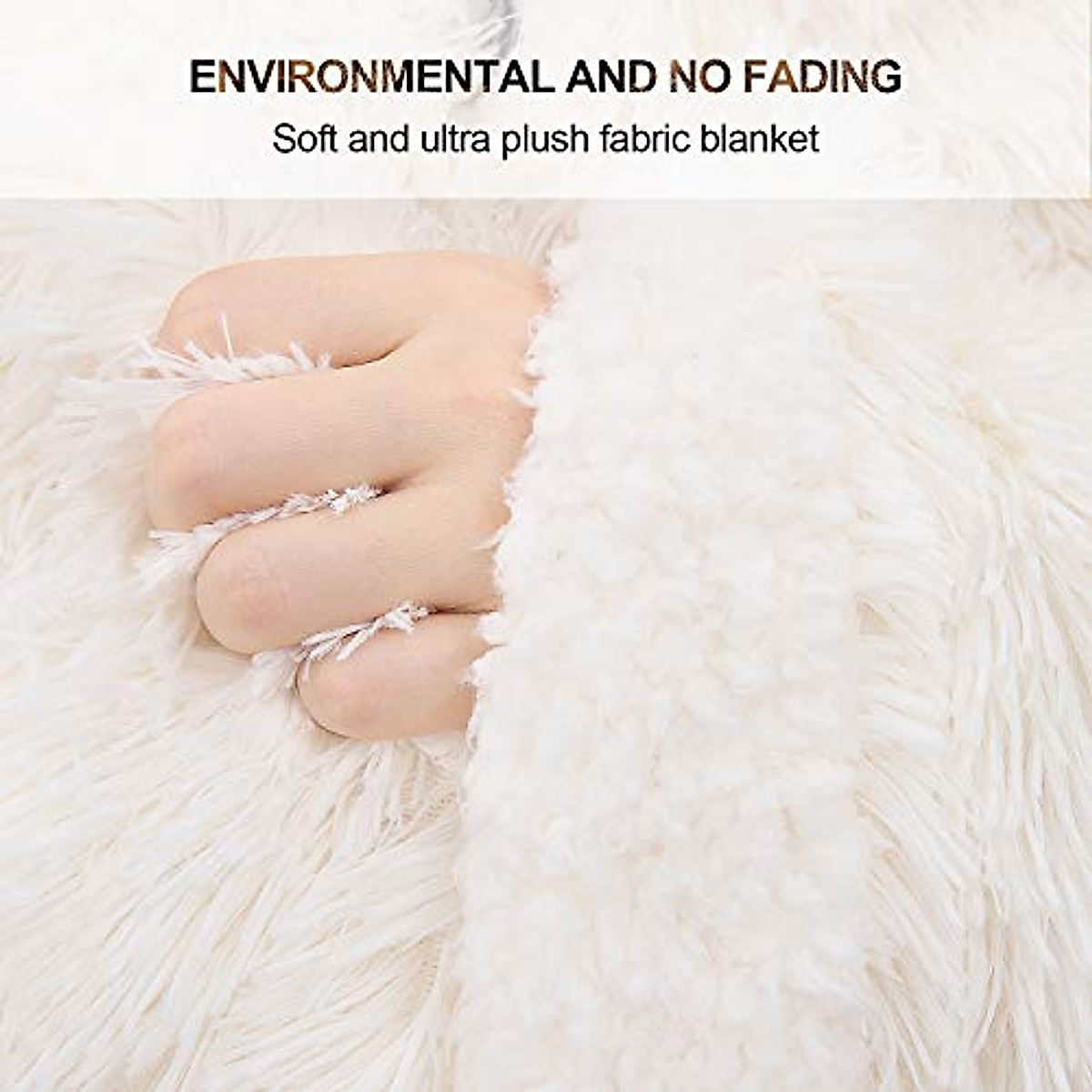 Softlife Super Soft Fluffy Faux Fur Throw Blanket 50" x 60" Reversible Plush Warm Sherpa Blankets for Couch Sofa Bed Throws Home Decorative, Cream