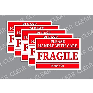 2" x 3" Fragile Stickers Handle with Care Thank You (50 Stickers (Sheet))