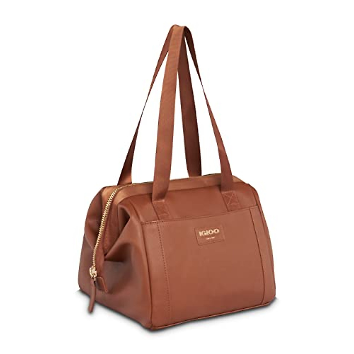 Igloo 15-can Premium Luxe Softsided Satchel Bag, Cognac