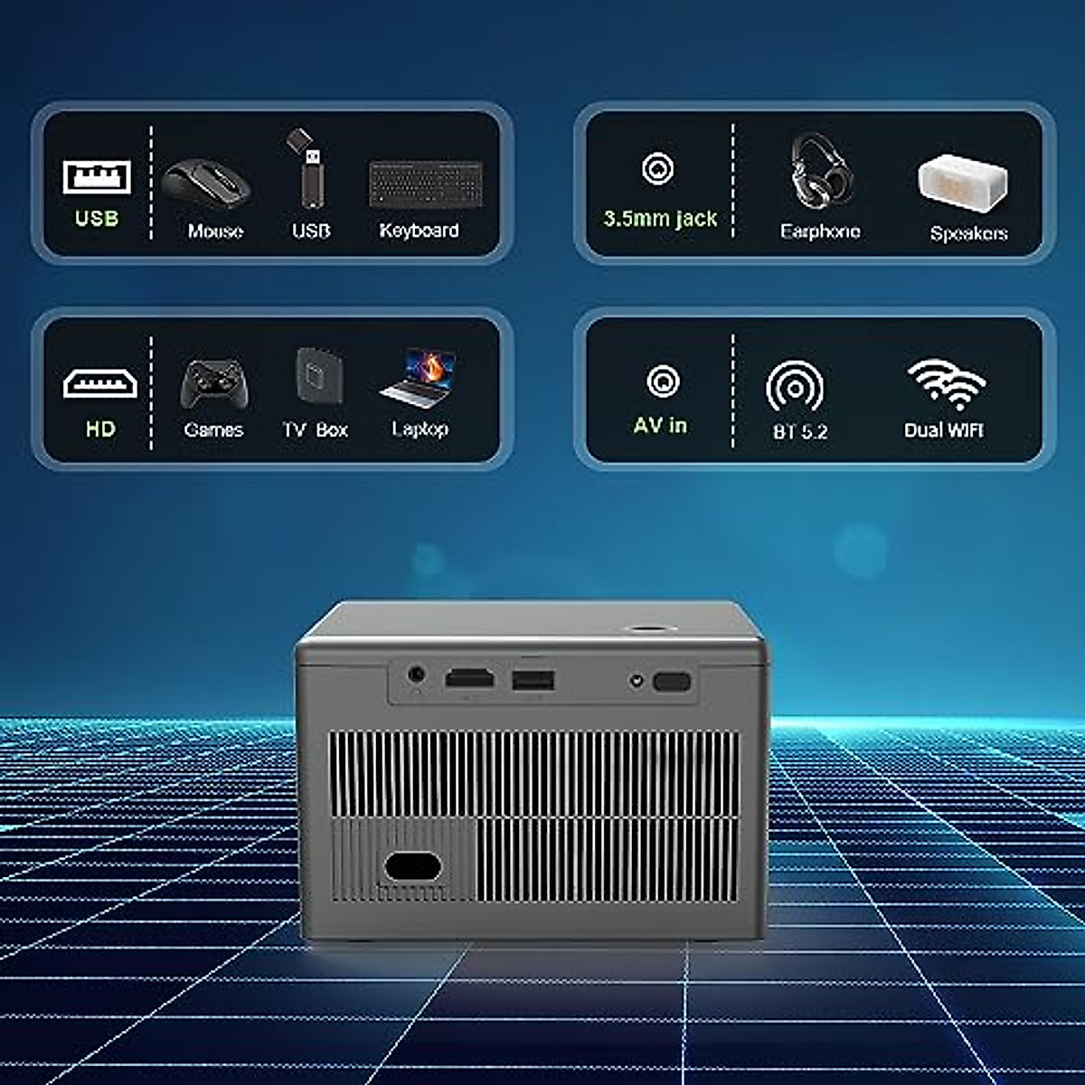 Transpeed Projector 300ANSI Android 10.0 Support 4K include Bracket 12000 lumens BT5.2 1280*720P Home Theater Outdoor Projetor Compatible with Android/iOS/Windows/TV Stick/HDMI/USB