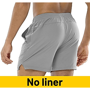MIER Men's Workout Running Shorts Quick Dry Active 5 Inches Shorts with Pockets, Lightweight and Breathable, Light Grey, M
