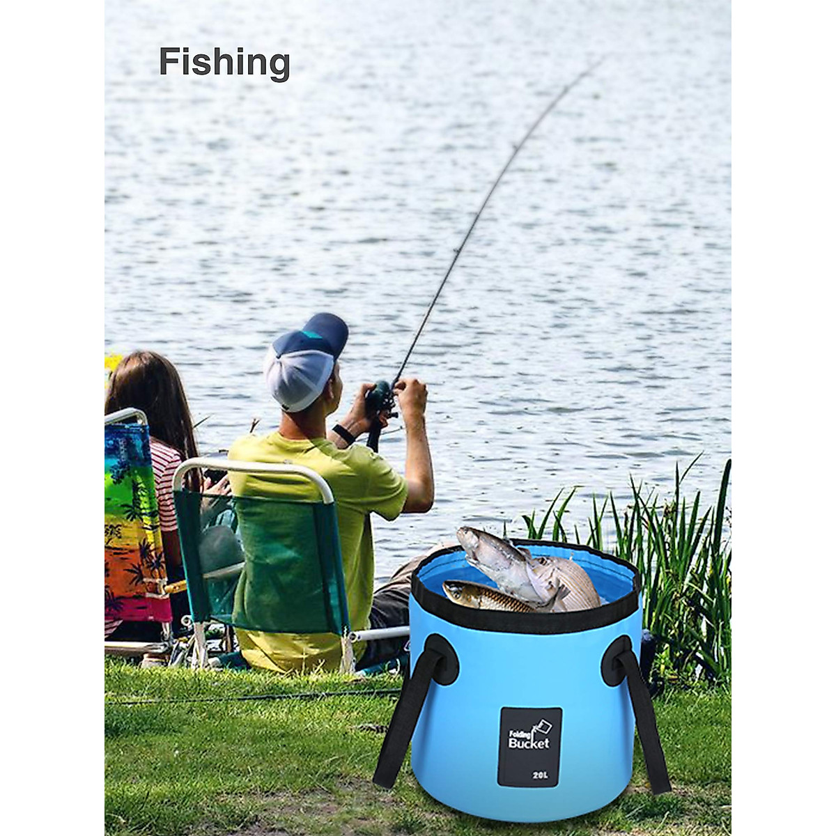 Luxtude Collapsible Bucket with Handle, 5 Gallon(20L), Portable & Ultra Lightweight Outdoor Basin Bucket, Folding Bucket for Fishing, Camping, Hiking, Car Washing and More