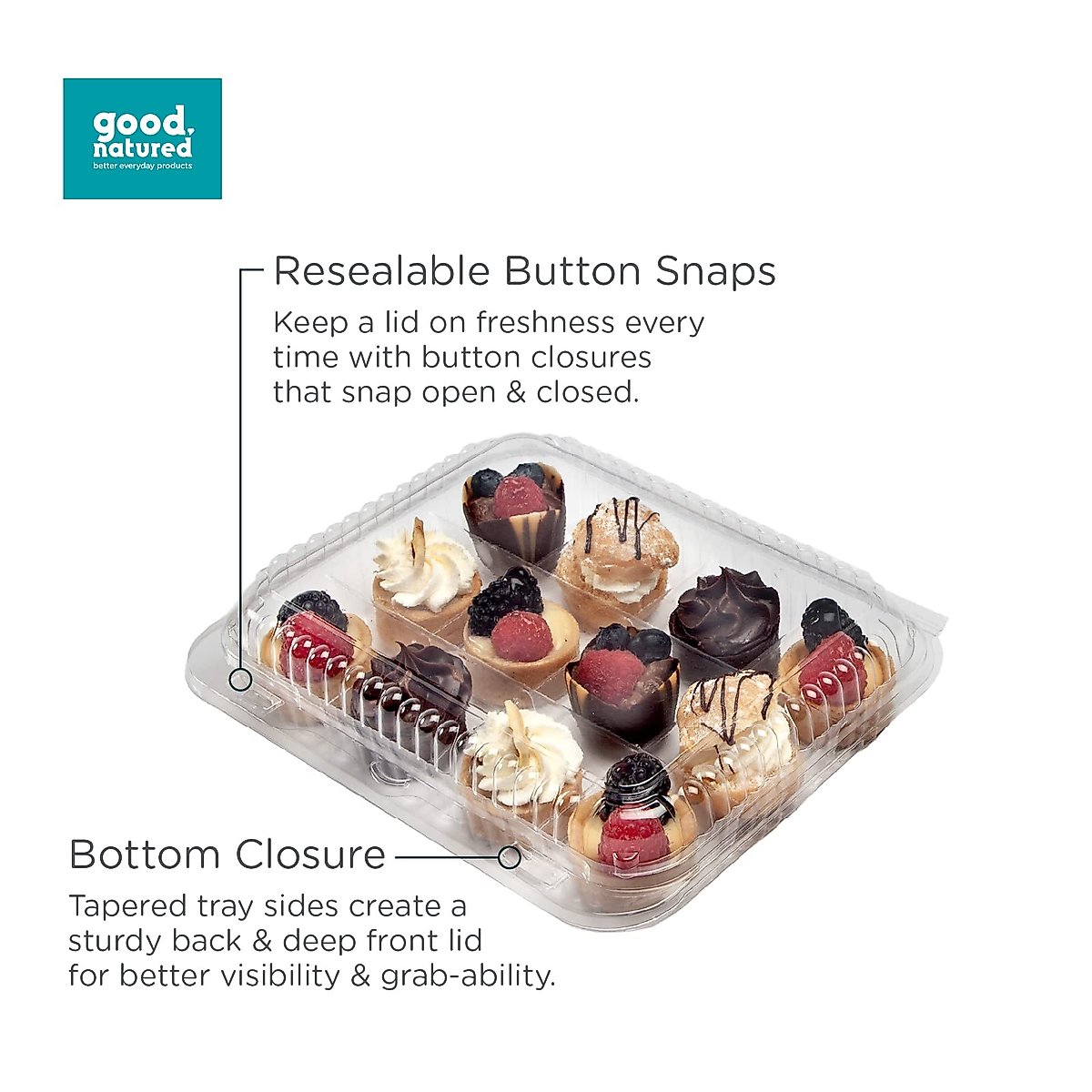 good natured Macaron Alternative Plastic Container, Pack of 250-12 Compartment Food Storage for Macaron Display, Candy & Cookie Packaging - Ideal for Parties & Events