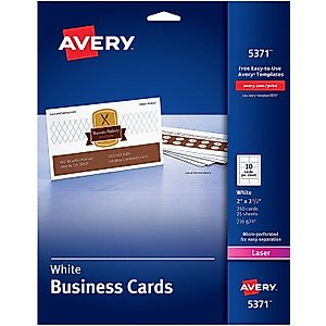 Avery Printable Business Cards, Laser Printers, 250 Cards, 2 x 3.5 (5371) (12)