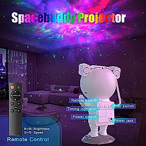 Pleshy Spacebuddy Projector, Pleshy Spacebuddy, Light Projector for Bedroom , Astronaut Star Night Light Projector, Night Light Projector for Kids, Adult (1 pcs Black-Gold)