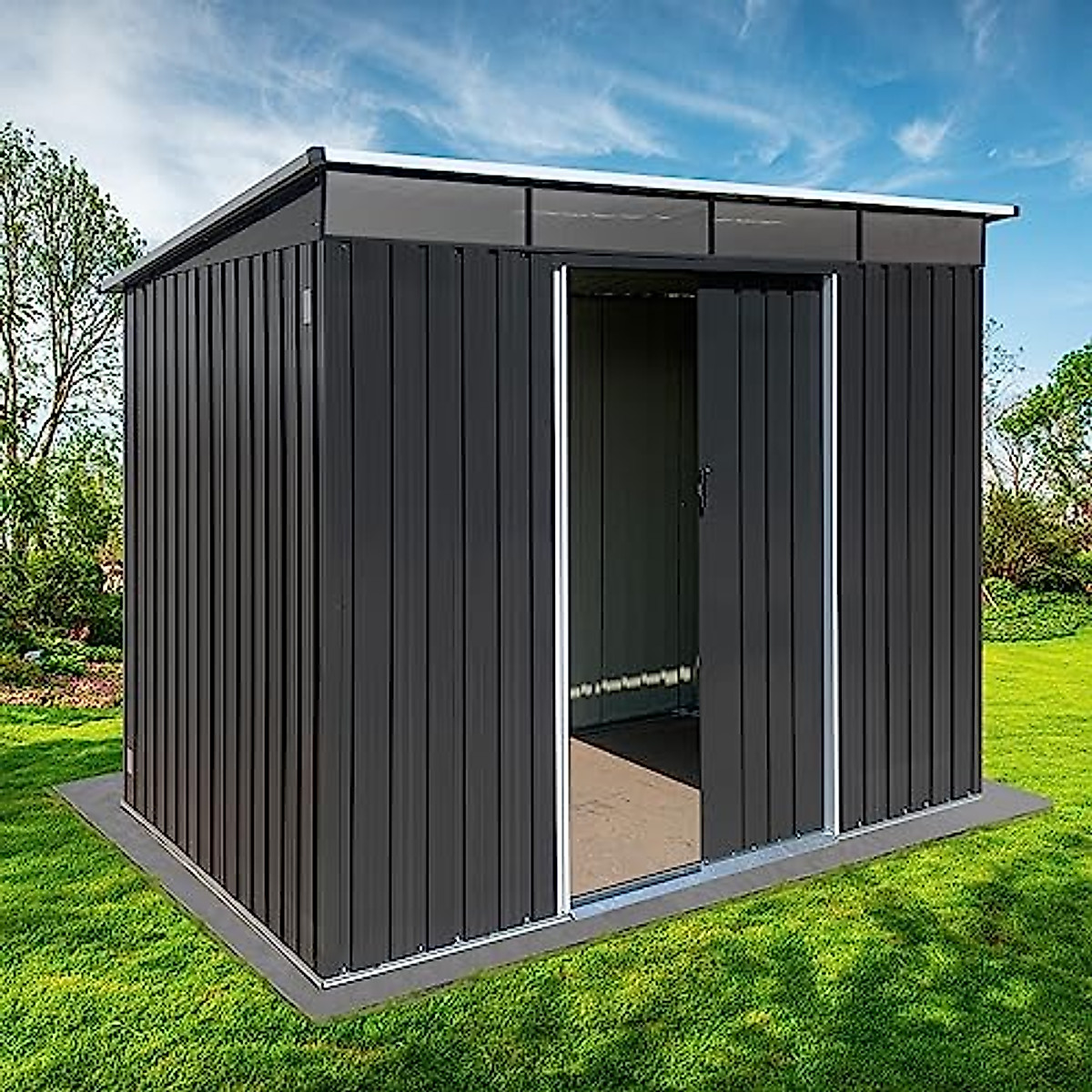 Evedy 6' x 8' Sheds & Outdoor Storage, Metal Storage Sheds with Double Lockable Doors for Bike, Garden Shed Tool Outside Storage Cabinet for Backyard, Patio, Lawn, Flat