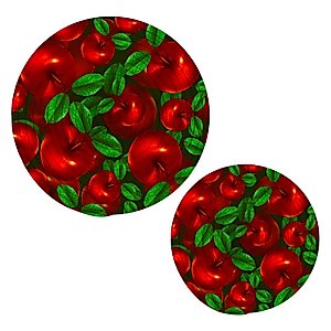 Kitchen Pot Holders Set Round Cotton Potholders Hot Pads, Hot Mats Red Apple for Hot Dishes Pot Bowl Teapot
