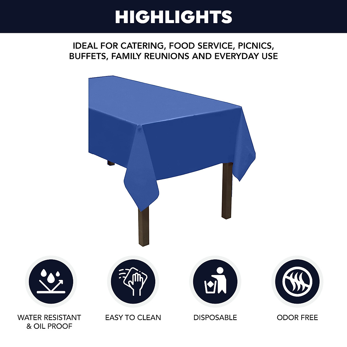 Party Essentials Plastic Banquet Table Roll Available in 27 Colors, 40" x 100', Royal Blue