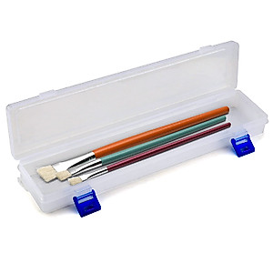 SEHOI 6 PCS Plastic Paint Brush Storage Box, Plastic Artist Brush Box, Paint Brush Plastic Storage Case, Portable Paint Brush Holder for Long Paint Brush Storage, Translucent