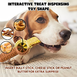 NOSTALGIQ Pets 3-Pack Almost Indestructible Dog Toys for Aggressive Chewers Medium Breed/Large Breeds | Sustainable Bamboo Dog Chew Toy | Beef Flavor Dog Chew Bones | Interactive Dog Toys