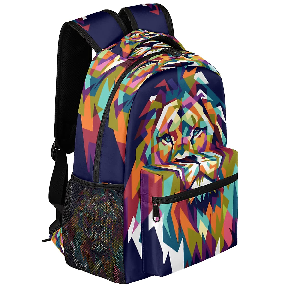 Travel Laptop Backpacks Geometric Lion Water Resistant Lightweight School Backpacks Casual Daypack for Women Men Teen Girls Boys